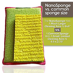 Nano Sponge Cleaning Sponges. Supersized Everyday Heavy Duty Household Kitchen and Dish Sponge. 2 Pack. 6 x 4