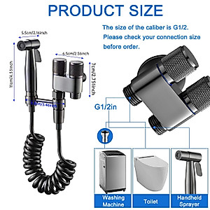 304 Stainless Steel Handheld Bidet Sprayer for Toilet-Adjustable Water Pressure Control Handheld Sprayer Kit for Huge Majority Bathing Situations- Easy to Install (Black)