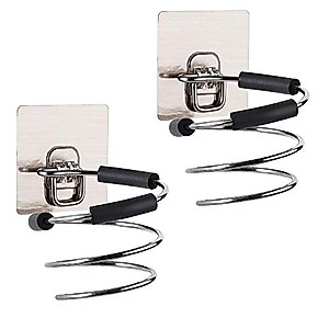 Hair Dryer Holder Wall Mount - Hair Dryer Organizer - Stainless Steel Blow Dryer Holder Wall Mount, Keeps Your Bathroom Kitchen Washroom Tidy, Pack of 2
