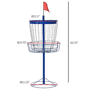 Soozier Portable Disc Golf Basket Target with 24-Chain, Travel Bag, Dark Blue