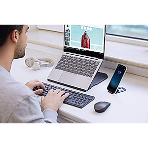 Lenovo 2-in-1 Laptop Stand, Ergonomic, 10 Adjustable Tilt Angles, Ventilated, Non-Slip, Portable, GXF0X02619, Black