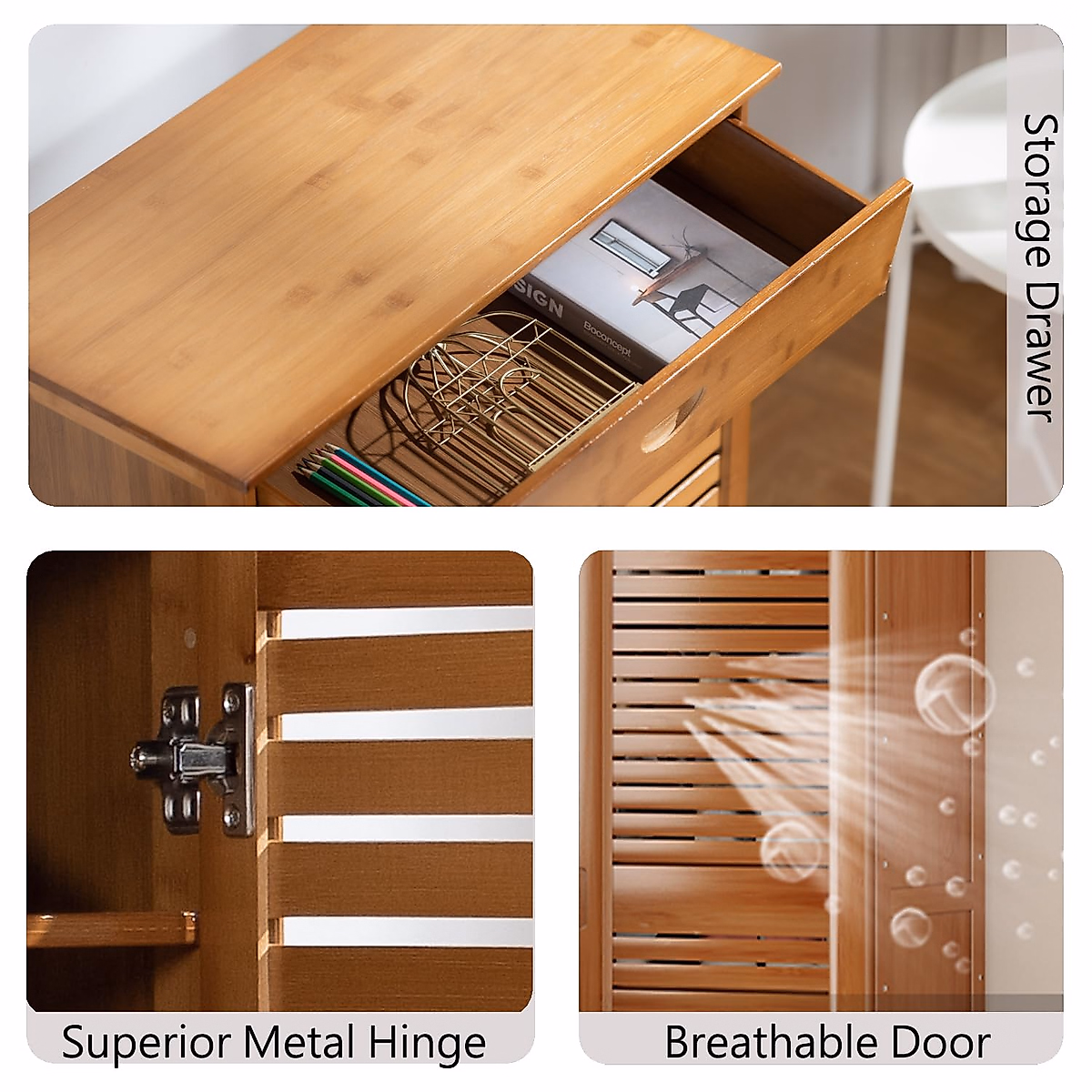 SOBIBO Shoe Storage Cabinet, Bamboo Shoe Organizer with Drawer and Doors, Shoe Cabinet with 2 Doors for Entryway, 4 Tier Shoe Storage Cabinet for Closet, Living Room, Bedroom