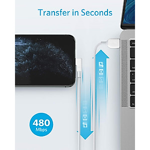 Anker USB-A to 90 Degree Lightning Cable (3 ft), MFi Certified, Compatible for iPhone SE / 11 Pro/X/XS/XR / 8 Plus/AirPods Pro, iPad 8, iPod Touch, and More(White)