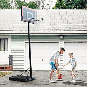Basketball Hoop Outdoor 7-10FT Adjustable Basketball Goal, 44in Outdoor Basketball Hoop & Goals for Kids, Youth, and Adults in The Backyard with Blackboard & Wheels