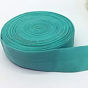 WEKIVA Silk Ribbon for Crafts,5 Yards 25mm Elastic Band Multicolor Fold Over Spandex Elastic Ribbon for Sewing Lace Trim Waist Band Garment Accessory (Color : Cyan)
