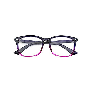 GQUEEN Fashion Glasses Non Prescription Fake Glasses for Women Men Clear Lens Gradient Purple, 201582
