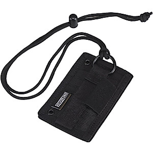 OneTigris Tactical ID Card Holder Hook & Loop Patch Badge Holder Neck Lanyard Key Ring and Credit Card Organizer (Black)