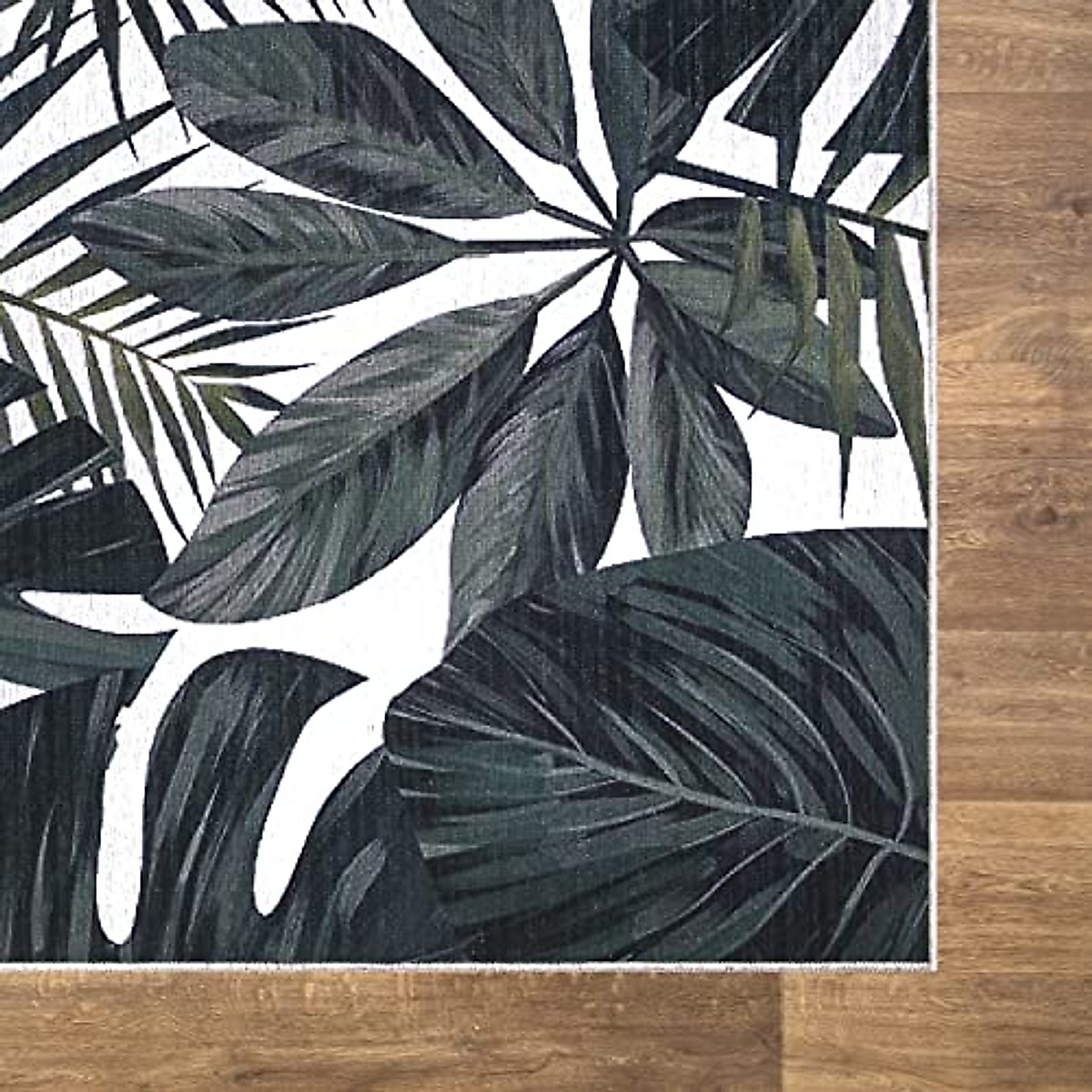 Abani 4' x 6' Rectangular Area Rugs - Machine Washable, Cream Green Leaf Contemporary Style Large Rugs, Polypropylene, Stain Resistant and Non-Shedding