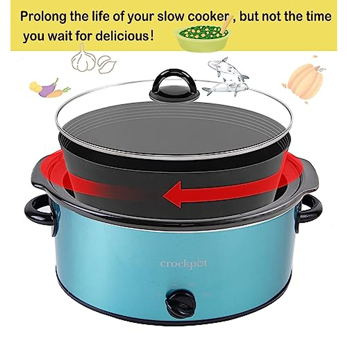 Slow Cooker Liners Fit for Crockpot 7-8 Quart Oval Slow Cooker,Reusable & Leakproof Dishwasher Safe Cooking Liner for CrockPot 7-8QT