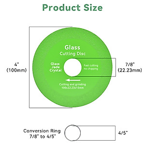 Glass Cutting Disc 4 Inch for Angle Grinder, Ultra-Thin Diamond Saw Blade Wheel for Glass Tile Marble Ceramic Jade