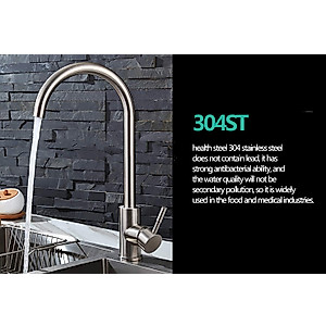 Faucet Bathroom Kitchen Faucet Lead-Free Stainless Steel Brushed Nickel,Bar Sink Faucet Tap Small Mini Kitchen Bath Faucet Farmhouse Vanity Sink Lavatory Single Hole Faucets,External Welding ( Size :