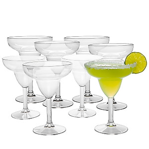 D'Eco Unbreakable 12 oz Margarita Glasses (Set of 8) - Reusable Shatterproof Tequila & Spicy Margarita Glassware - Perfect for Hosting & Entertaining Parties- Mixed Drink & Frozen Cocktail Glasses Set