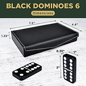 Dominos Set for Adults and Kids - Dominoes - Domino Classic Board Games, Christmas Games – Double Six Standard Dominos Set 28 Tiles with Black Leather Case - Juegos de Mesa (Black Leather Case)