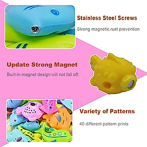 Magnetic Fishing Game Bath Toys for Kids Ages 4-8, 2 Fishing Poles 2 Fishing Nets and 38 Floating Magnet Ocean Sea Animals Bathtub Toys for Kids Toddlers Toys