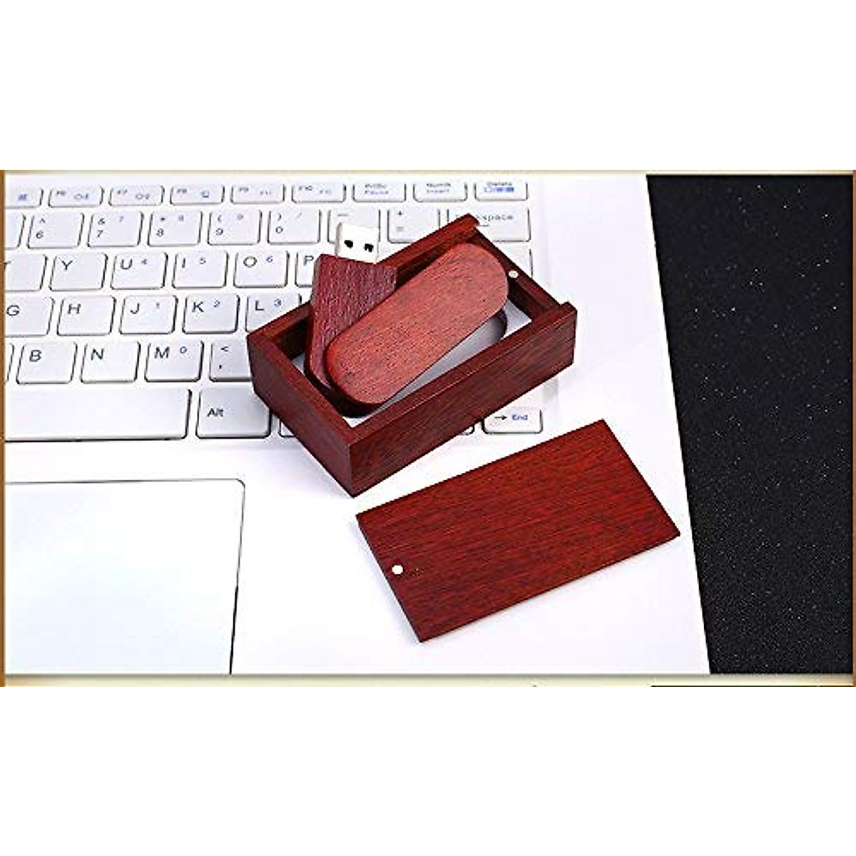 Wood 2.0/3.0 USB Flash Drive USB Disk Memory Stick with Wooden Box (3.0/128GB, Red Wood)