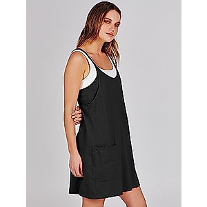 ANRABESS Women Summer Tennis Workout Dress Build in Bodysuit Exercise Golf Athletic Dresses 2023 Fashion Clothes Mini Active Dress 1125heise-XL Black