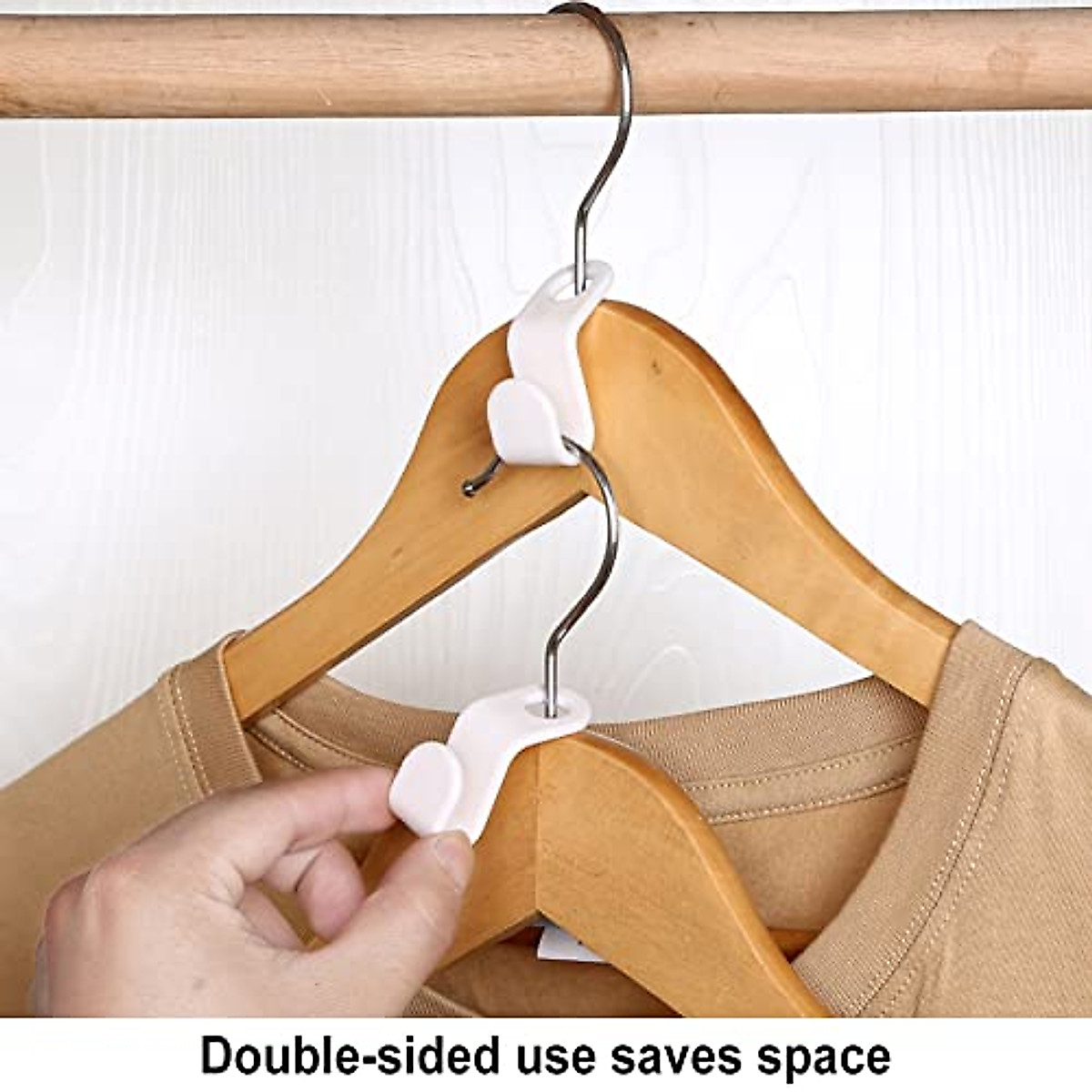 OUDE HOWER 72PCS Clothes Hanger Connector Hooks, Hanger Extender Clips, Cascading Hanger Hooks for Heavy Duty Space Saving Cascading Connection Hooks, Velvet Huggable Hangers Accessory (White)