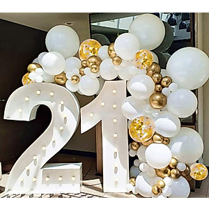 145pcs White Gold Balloon Garland Arch Kit 5, 10 Inch 12" White Gold Confetti Balloons Set for Birthday Baby Shower Wedding Graduation Mother's Day Christmas Party Decorations