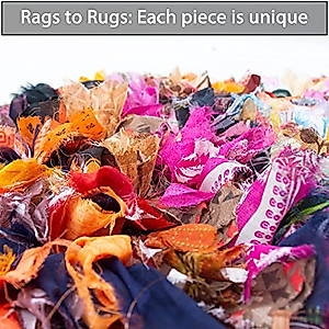 Chardin home Rainbow Shag Rug Multi Color | Boho Rug for Bedroom, Kitchen, Entrance Bathroom and More | Recycled Rag chindi Shaggy Rug 20x30 Inch.