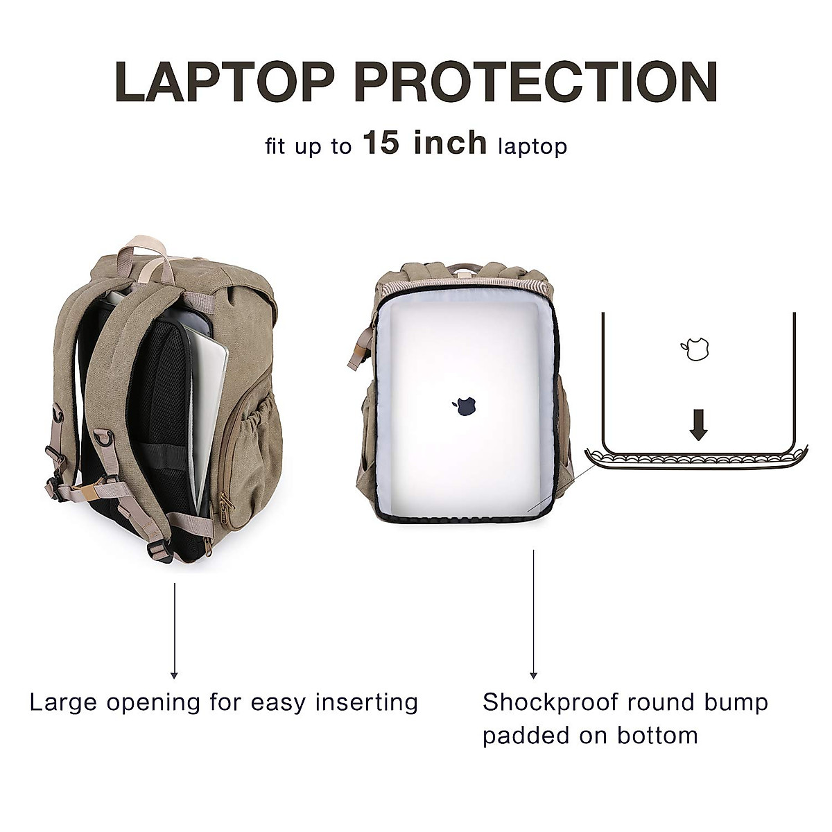 BAGSMART Camera Backpack, DSLR SLR Waterproof Camera Bag Backpack, Anti-Theft Photography Backpack with 15 Inch Laptop Compartment & Tripod Holder & Rain Cover, Green