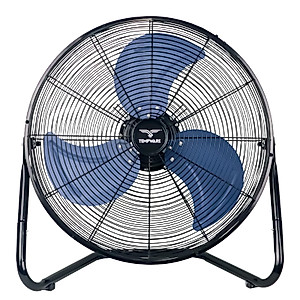 TEMPWARE 20 Inch High Velocity Industrial Floor Fan, 3-Speed Heavy Duty Metal Cradle Floor Fans with 360° Tilt for Warehouse, Workshop, Garage, Factory and Basement, Black & Blue