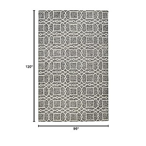 Feizy Rugs - Rhett Geometric Lattice Print Rug, Charcoal Gray, 8ft x 10ft Area Rug