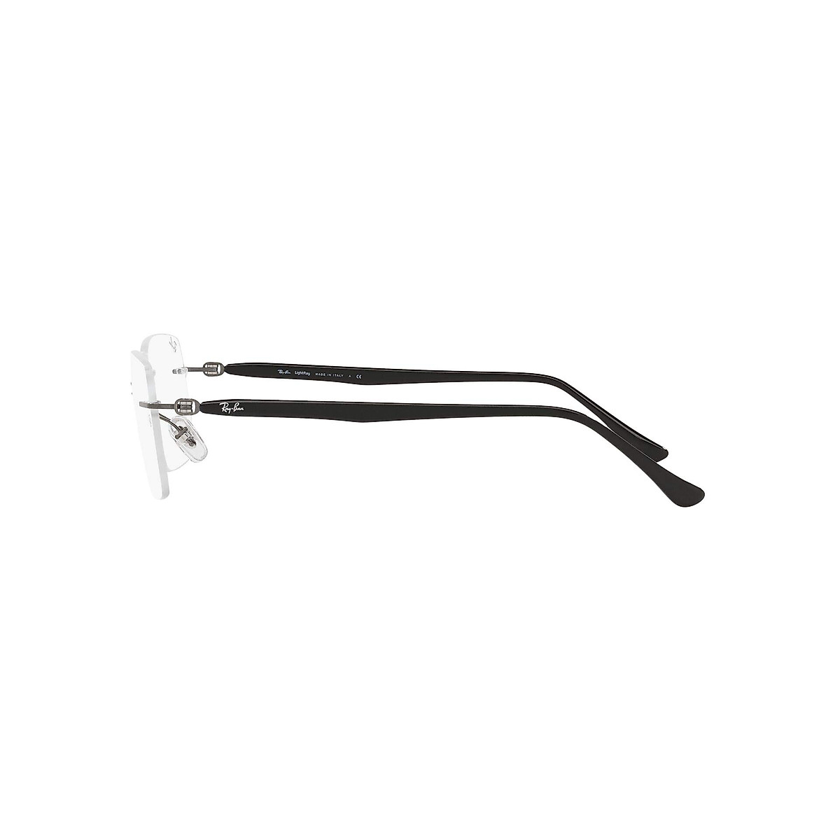 Ray-Ban RX8767 Titanium Rectangular Prescription Eyeglass Frames, Black On Gunmetal/Demo Lens, 53 mm