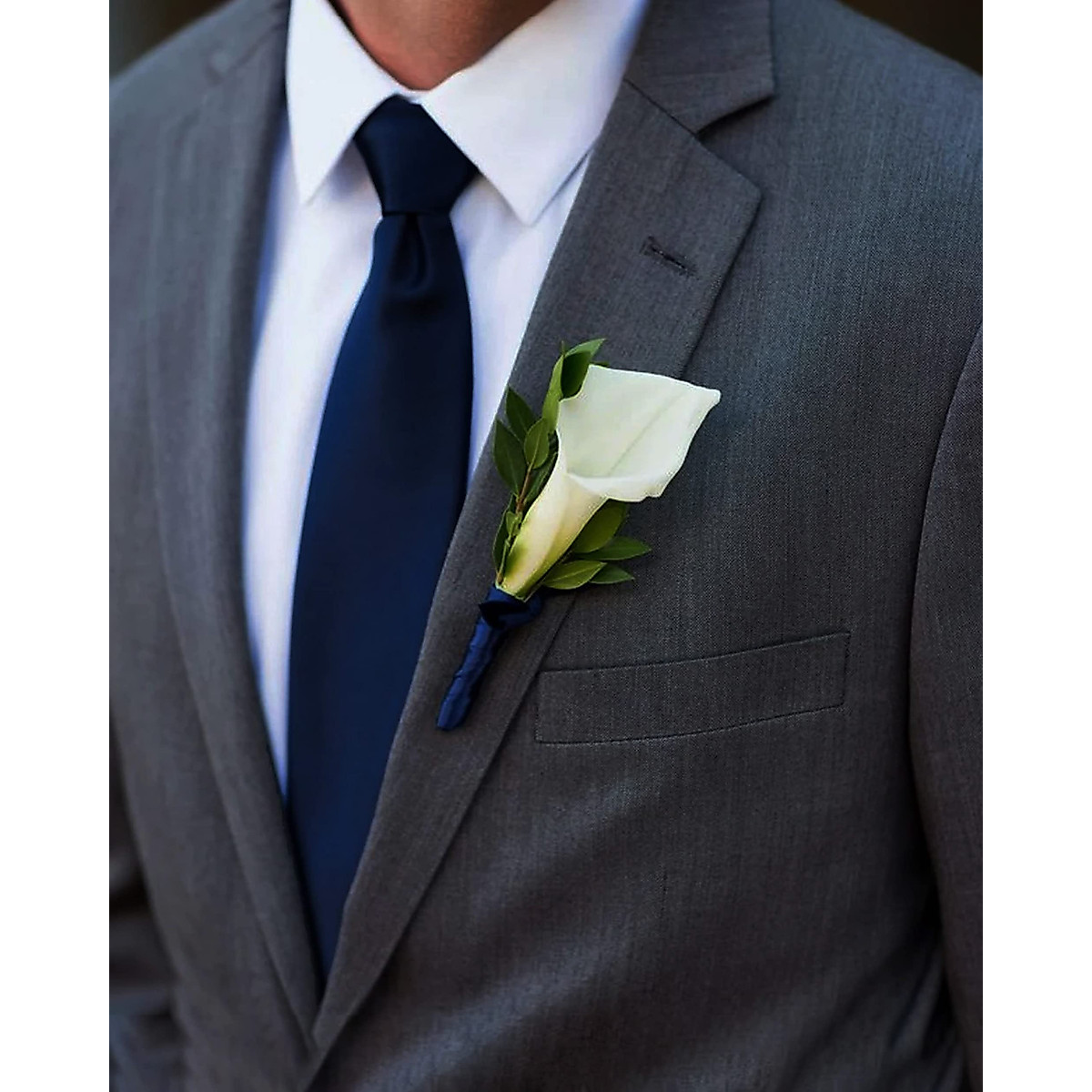 boxed-gifts Clip on Ties for Men - Premium Navy Solid Color Clip on Tie