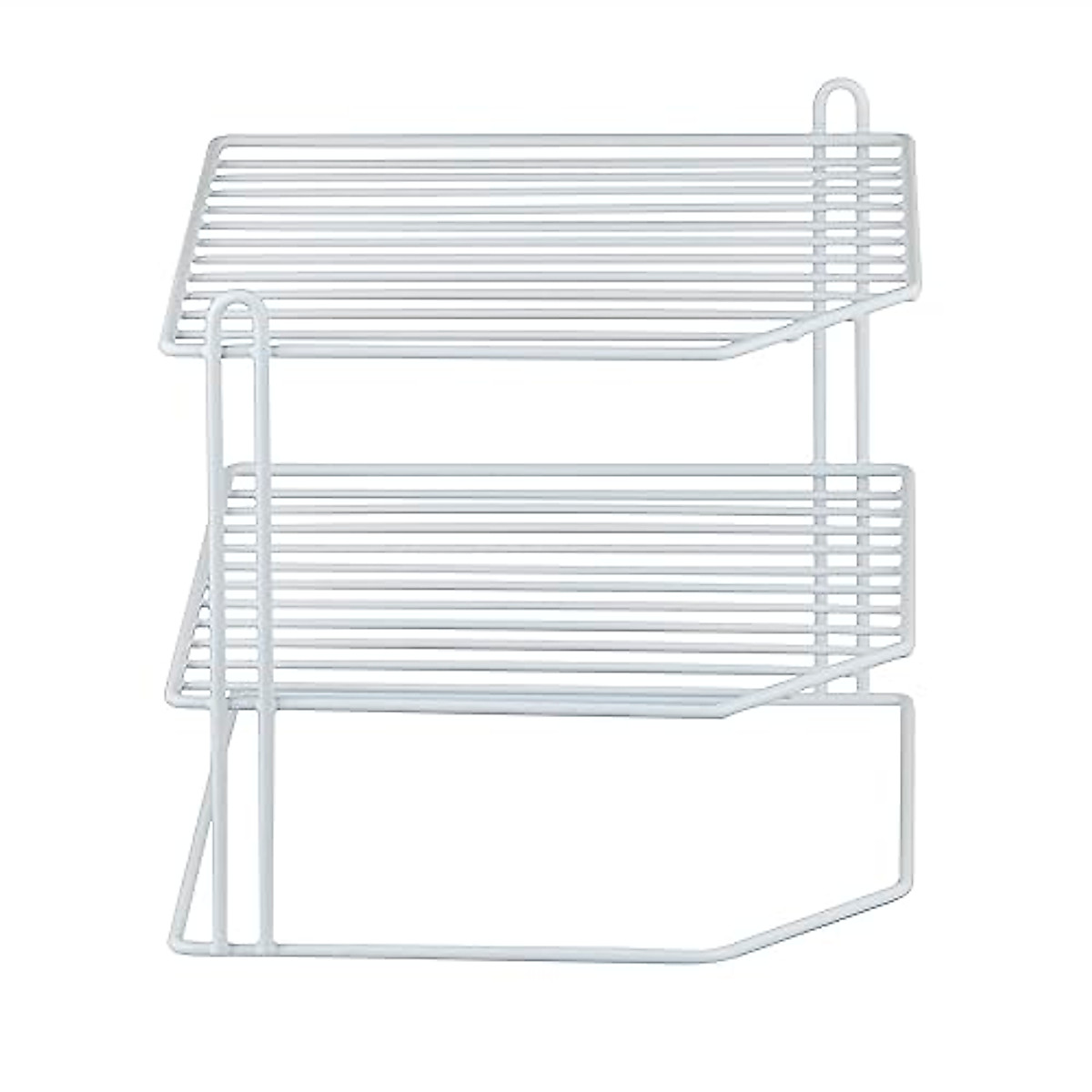 Home Basics Corner Rack, White, Vinyl Coated Steel, Rust Resistant, 2-Tier Shelf, Keeps Spices and Cups Organized, 9x9x8.5in