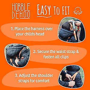 Hobbledehoo Active Child Harness, Safety Harness For Kids & Toddlers Aged 2-7 Years, Child Harness For Walking & Supporting SEN and Special Needs (Orange Harness with Leash)