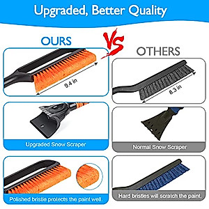 monohomi 27" Ice Scrapers for Car Windshield and Detachable Snow Brush for Car, Snow Scraper and Brush with Larger Grip and Ergonomic Foam Handle, Winter Car Accessories for SUVs, Car, Trucks, Roof