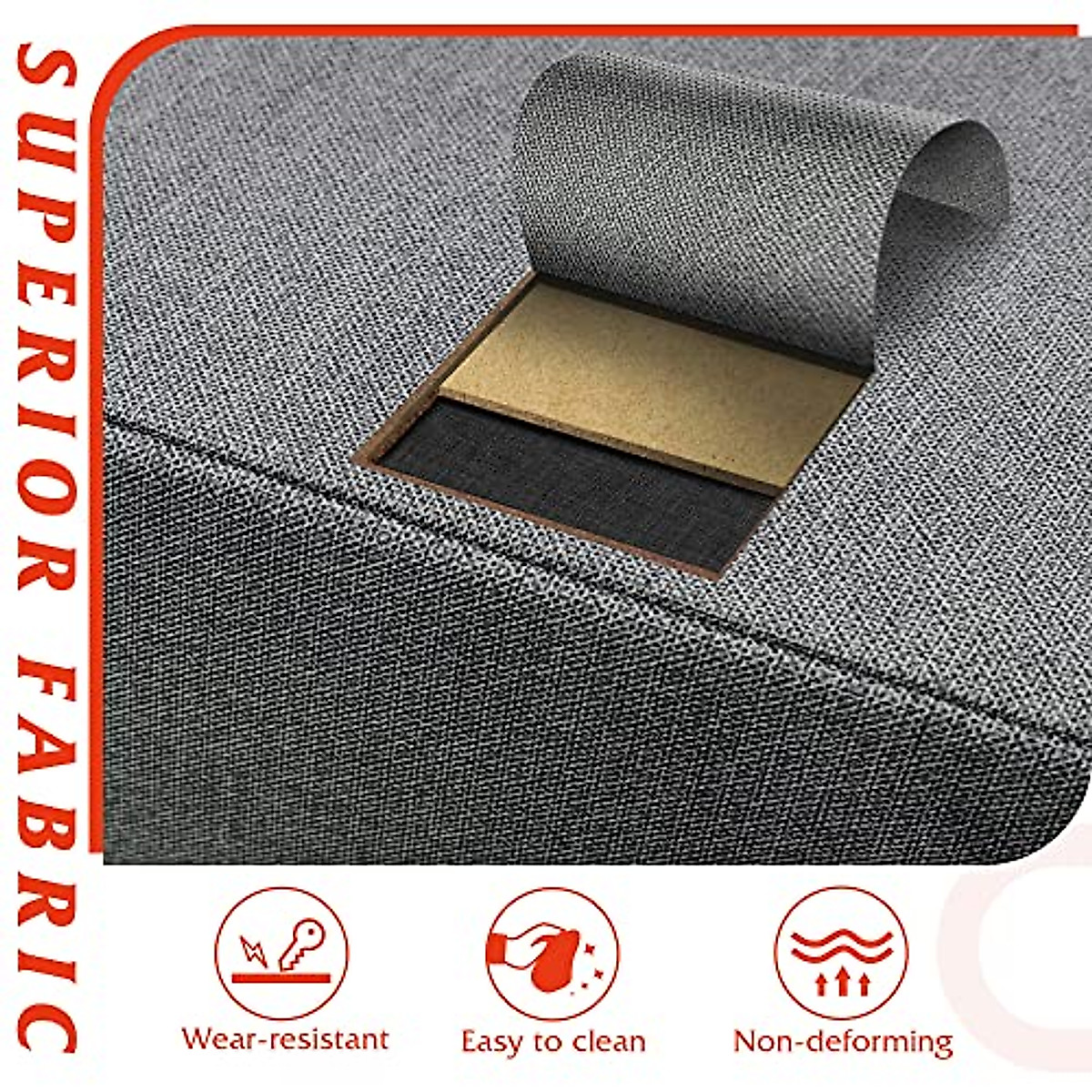 WLIVE Dresser with 3 Drawers, Fabric Nightstand, Organizer Unit, Storage Dresser for Bedroom, Hallway, Entryway, Closets, Sturdy Steel Frame, Wood Top, Easy Pull Handle, Dark Grey