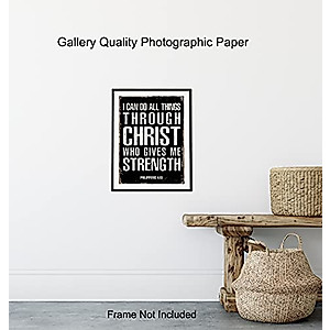 I Can Do All Things Through Christ - Philippians 4 13 - Religious Wall Decor - Christian Gifts for Men - Catholic Gifts - Inspirational Bible Verses Wall Decor - Scripture Wall Art - Jesus Wall Decor