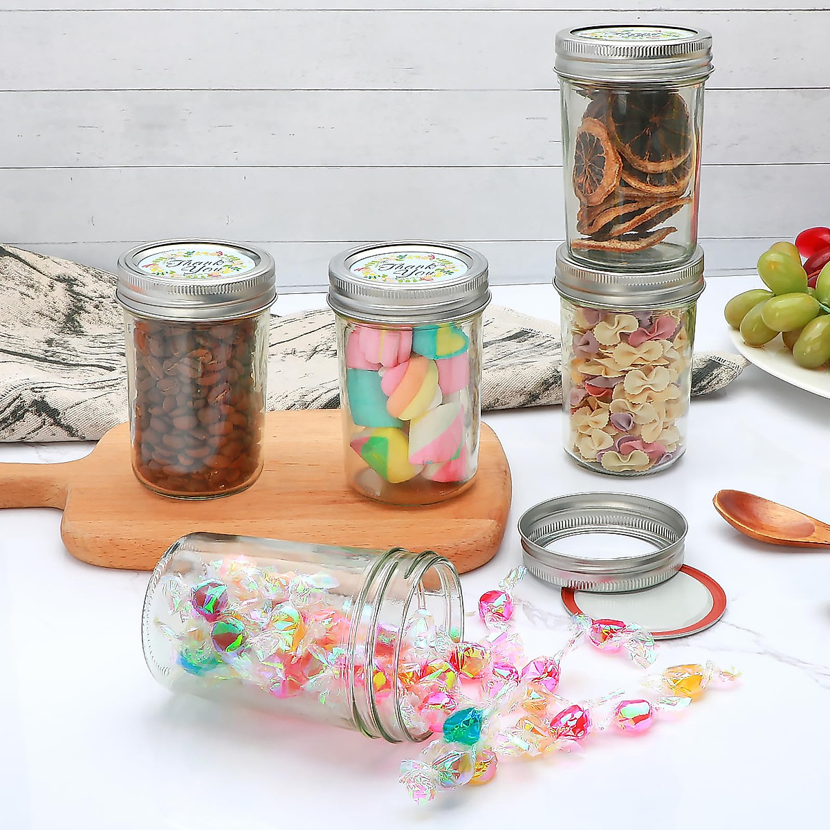 Brajttt Mason Jars 8 oz, Glass Jars With Regular Lids and Bands,16 pcs Canning Jars Jelly Jars, Ideal for Jam, Honey,DIY Spice Jars, Dessert