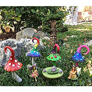 Fairy and Garden Gnome Tree - Enchanted Grandpa Miniature Tree with Removable Glow in The Dark Welcome Sign for Fairies and Lawn Gnomes