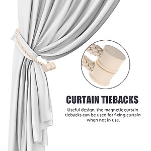 iplusmile 2 Pcs Curtain Magnetic Button Curtain Ties Weave Rope Curtain Tiebacks Woven Rope Curtain Tiebacks Magnetic Drape Curtain Tiebacks Weave Rope Curtain Tie Backs Cotton No Punching
