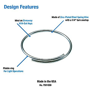 Lucky Line Easy Key Give-A-Way Key Ring, 1" Diameter, 1000 per Pack (7591000), Silver