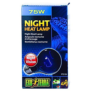 Exo Terra Night Glo Moonlight Heat Lamp, A19 Reptile Terrarium Light Bulb, 75 Watts, PT2130A1