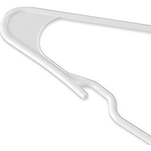 Merrick Standard Everyday Closet Plastic Clothing Hangers, Notched Shoulders, Made in USA, White (10 Pack)