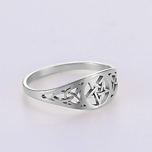 Dreamtimes Irish Knot Celtics Star Ring for Women Supernatural Pentagram Wicca Amulet Couple Rings Hamsa Fatima Hand Ring Vintage Religion Amulet Stainless Steel Jewelry Gifts (Knot Celtic, 20MM)