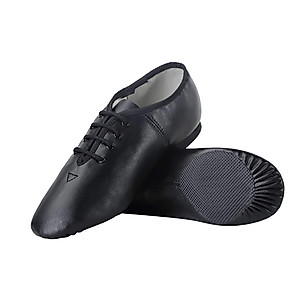Dynadans Unisex PU Leather Upper Lace Up Jazz Shoe for Women and Men's Dance Shoes-Black-5.5M