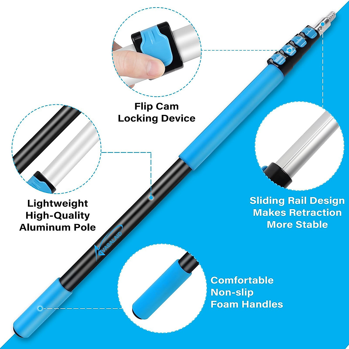 18FT Reach Light Bulb Changer for High Ceilings,12FT Telescopic Extension Pole for High Ceilings and Recessed Lights,High Reach Light Bulb Changer with Baskets and Suction Cup,Light Bulb Removal Tool