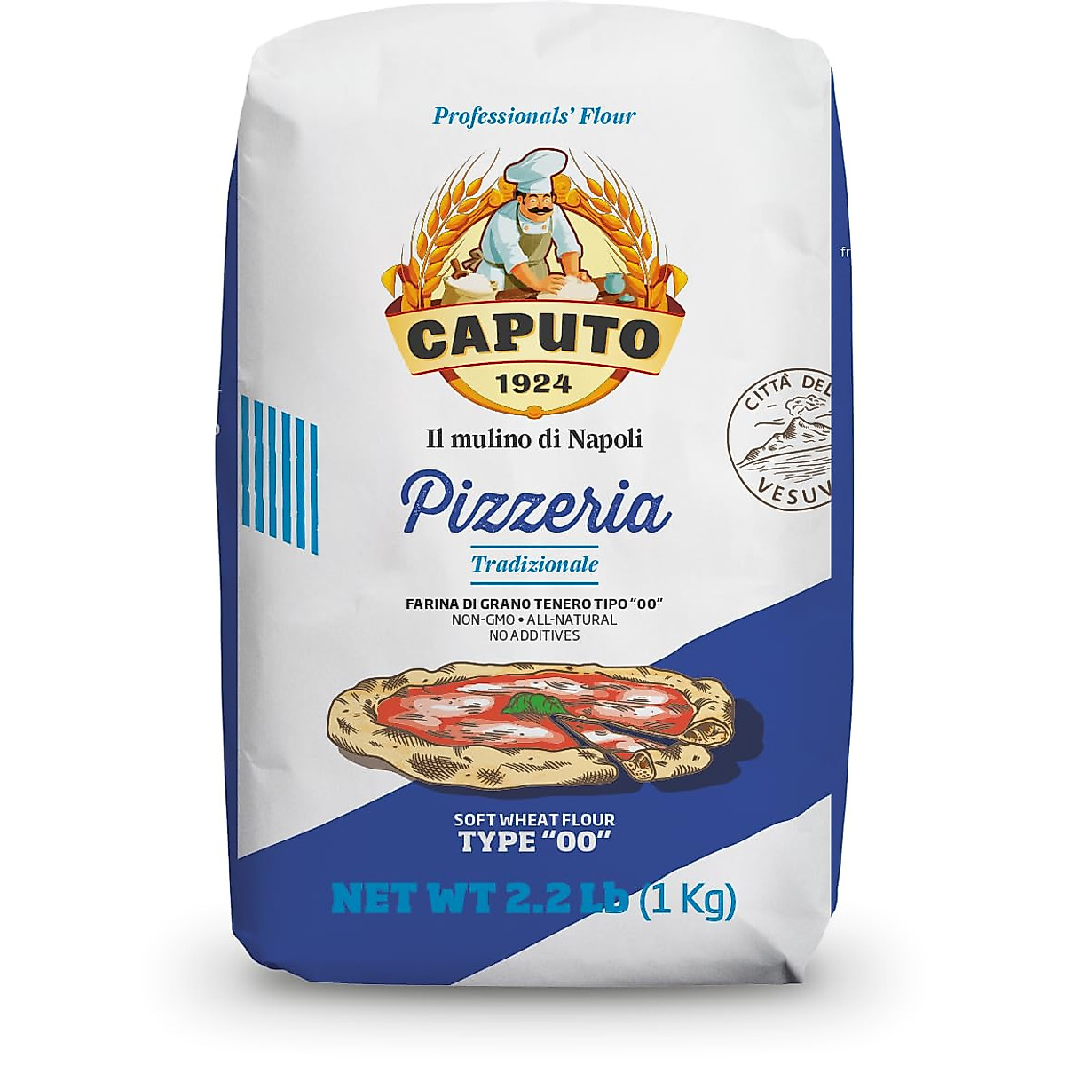 Antimo Caputo Pizzeria 00 Flour (Blue) 2.2 LB - Pack of 2 (Total 4.4 LBS)