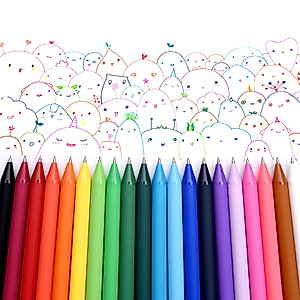 Kaco PURE Retractable Colored Gel Pens 20 Pieces Colorful Barrels Multi-color Ink Fine Point 0.5mm