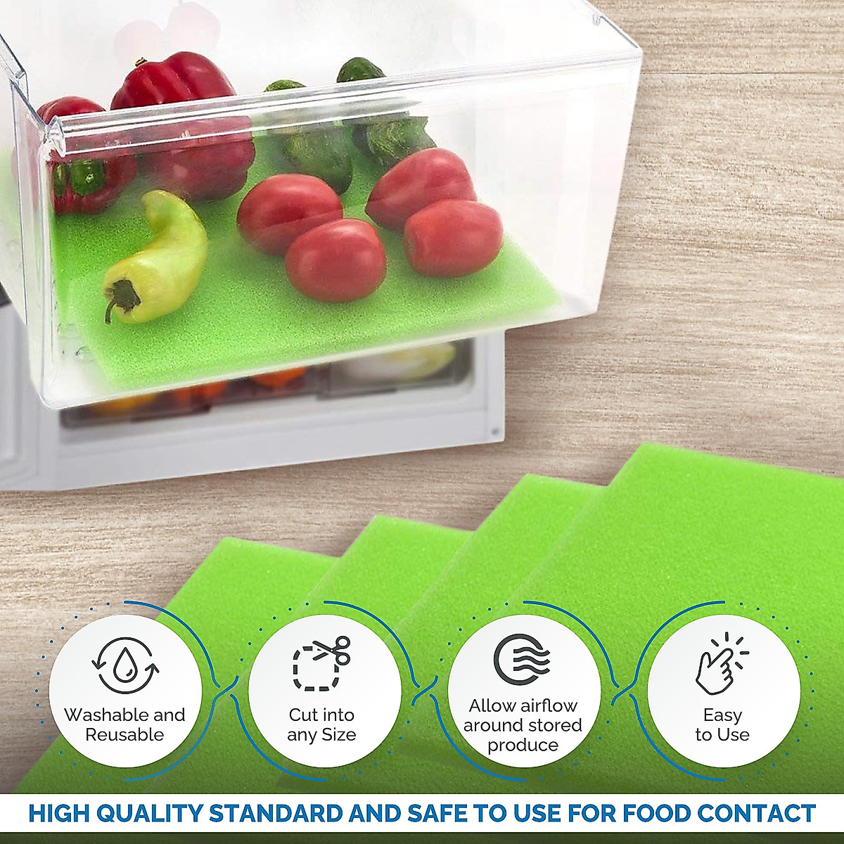 Dualplex® Fruit & Veggie Life Extender Liner for Fridge Refrigerator Drawers, 13 x 10.5 Inches (4 Pack) – Extends The Life of Your Produce & Prevents Spoilage