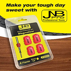 JNB Pro 4 Pcs Magnetic Screw Ring Magnetizer for Screwdriver Bits, Removable 1/4 Inch 6.35 mm Hex Universal Sleeve Bit Magnet Holder - Magnets for Screw Drivers, Power Bit Tools