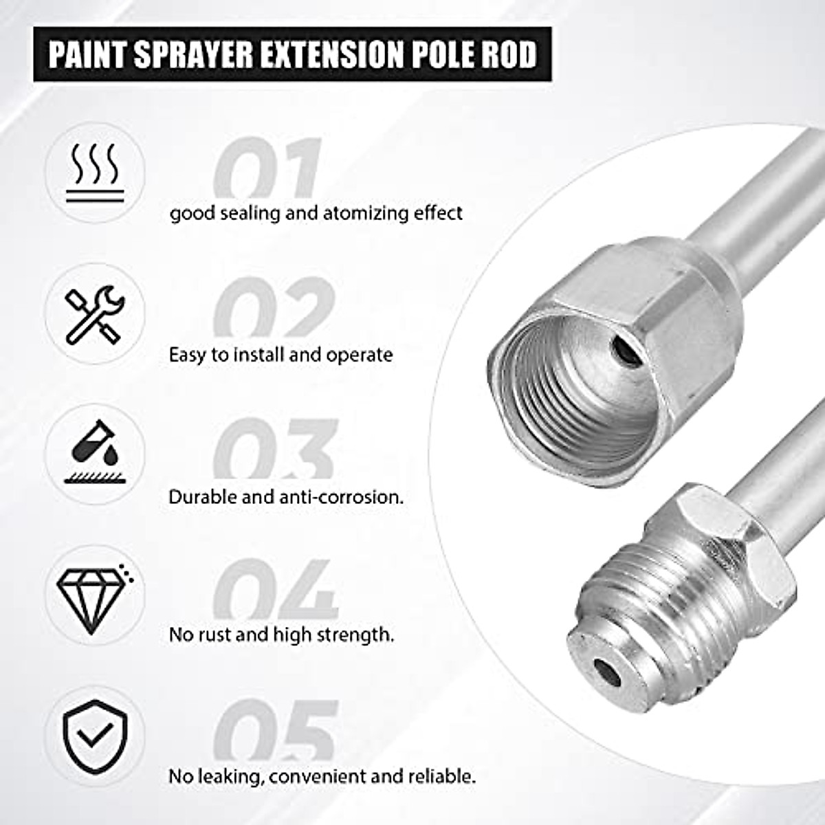 2 Airless Sprayer Gun Tip Extension and 1 Tip Guard for Paint Sprayer, Spray Gun Tip Extension Pole Rod with Red Guard, Universal Replacement Tool for Airless Painting Spray Gun, 19.69", 29.53"