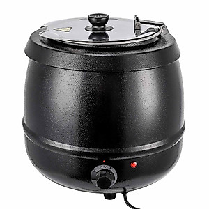 GARVEE 10.5Qts Soup Warmer Commercial Stainless Steel Insert Pot Electric [Black] Soup Kettle Warmer Temperature Control Knob for Big Family Gathering and Restaurant