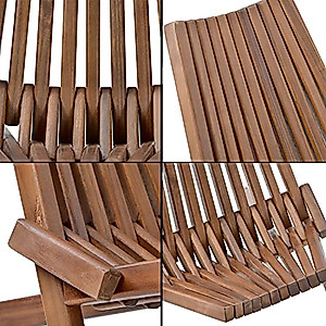 Daxue Folding Garden Chairs Solid Wood Outside Foldable Low Profile Acacia Wood Lounge Chair for Indoor Outdoor Handcrafted Patio Seating No Assembly Required Beach Yard Balcony Furniture
