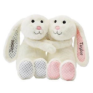 Let's Make Memories Personalized Hugging Plush Bunnies - Bunny Stuffed Animal - Easter Bunny - for Couples - for Him - for Her